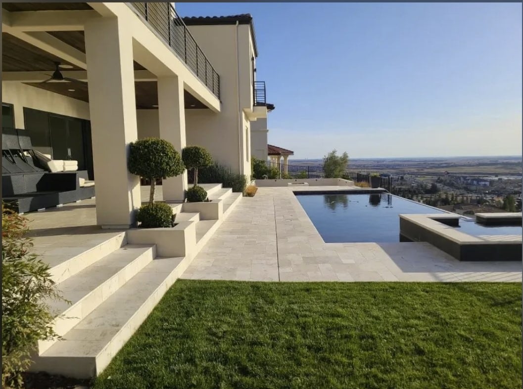 Travertine Pool Coping: Silver, Cream, Beige, & Brown | PBM